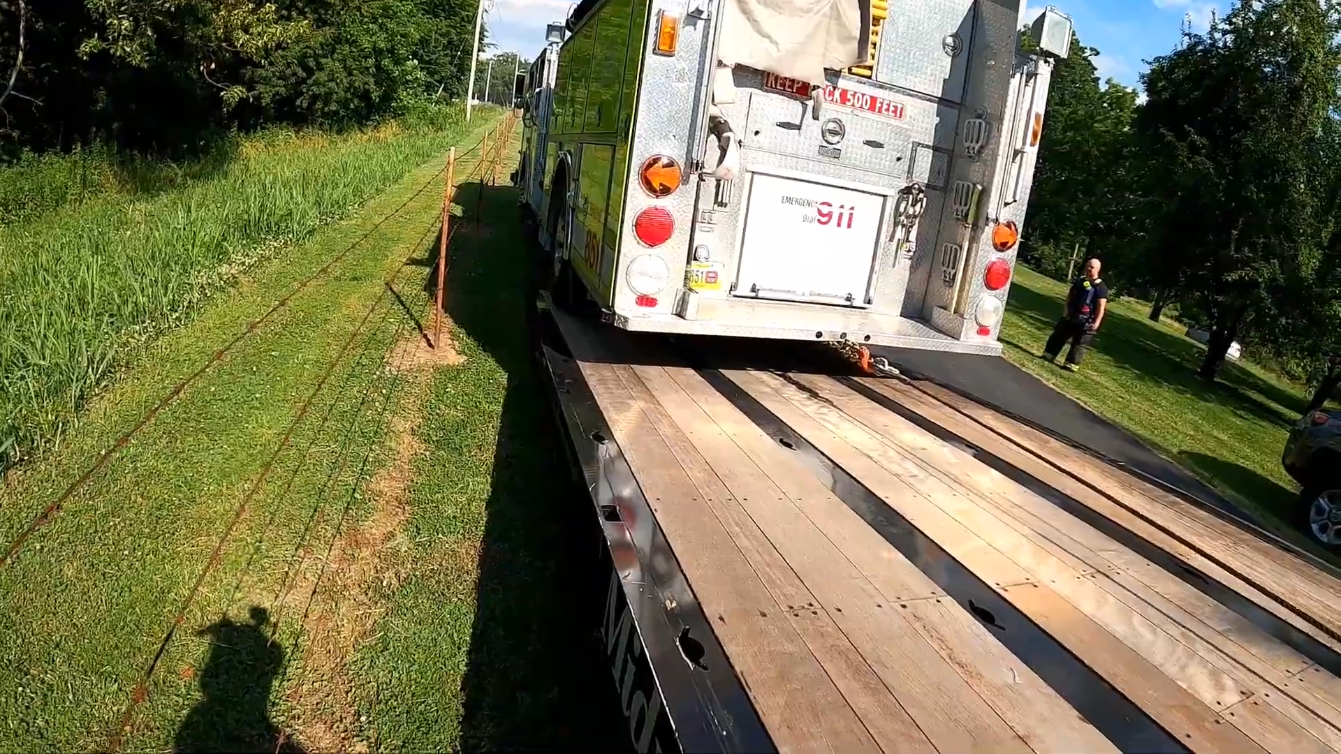 Floating a fire truck!
