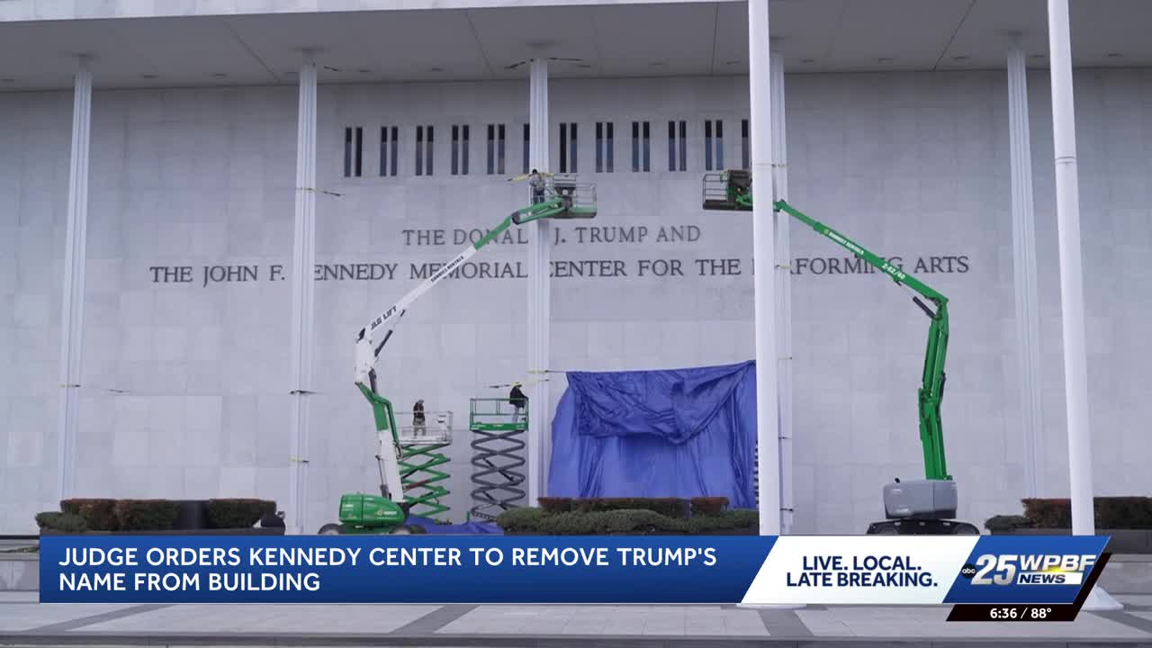 Judge orders Trump's name removed from Kennedy Center