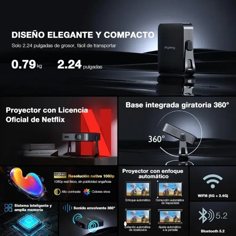 El mini proyector portátil 4K Full HD con Netflix nativo por menos de ...