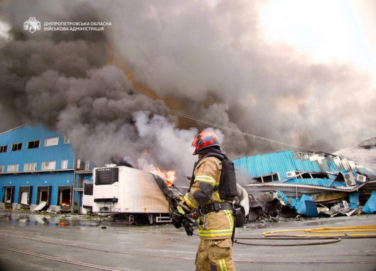 Dnipro hit in Russian attack, major logistics warehouse burns