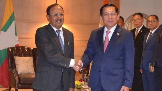 Myanmar President Min Aung Hlaing meets NSA Ajit Doval on first India ...