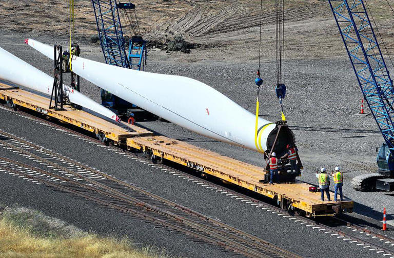 Why are those giant wind turbine blades being unloaded in Pasco?