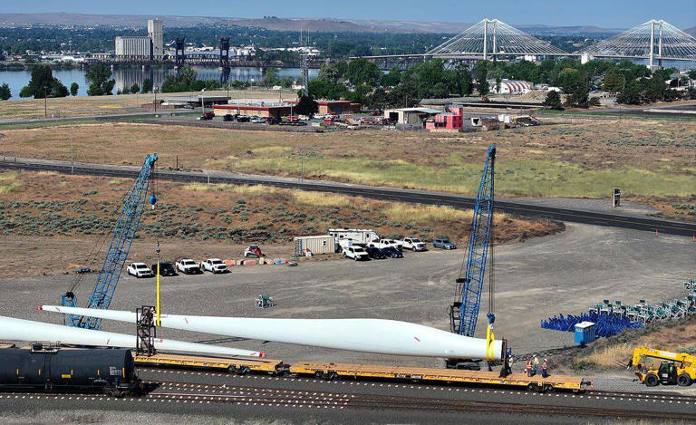 Why are those giant wind turbine blades being unloaded in Pasco?