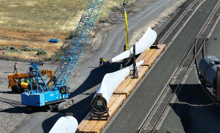 Why are those giant wind turbine blades being unloaded in Pasco?