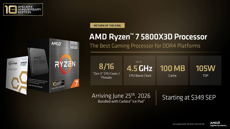 祝Socket AM4 10周年で「Ryzen 7 5800X3D 10th anniversary edition」登場