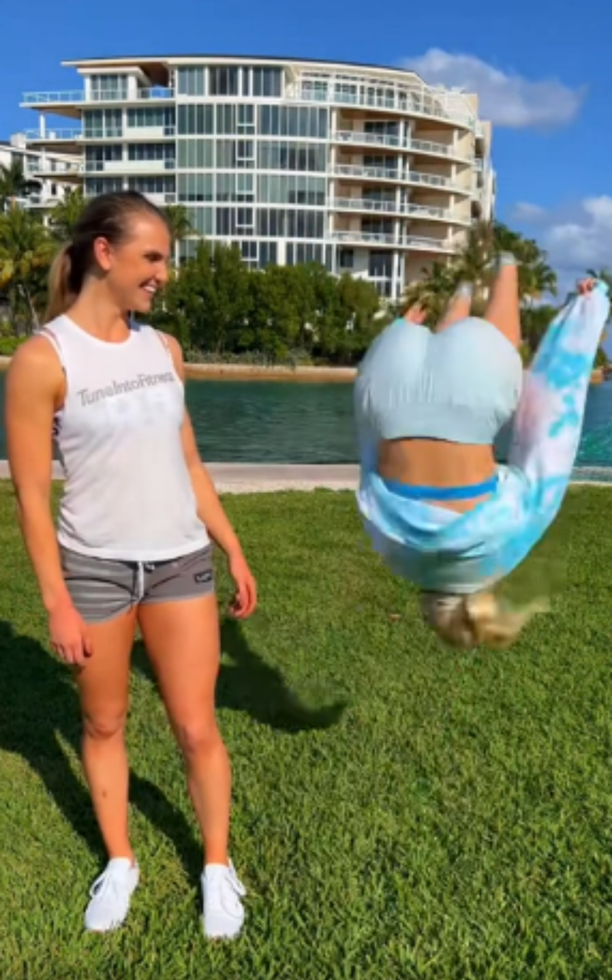Teaching Annie how to do a backflip: Step-by-step progression