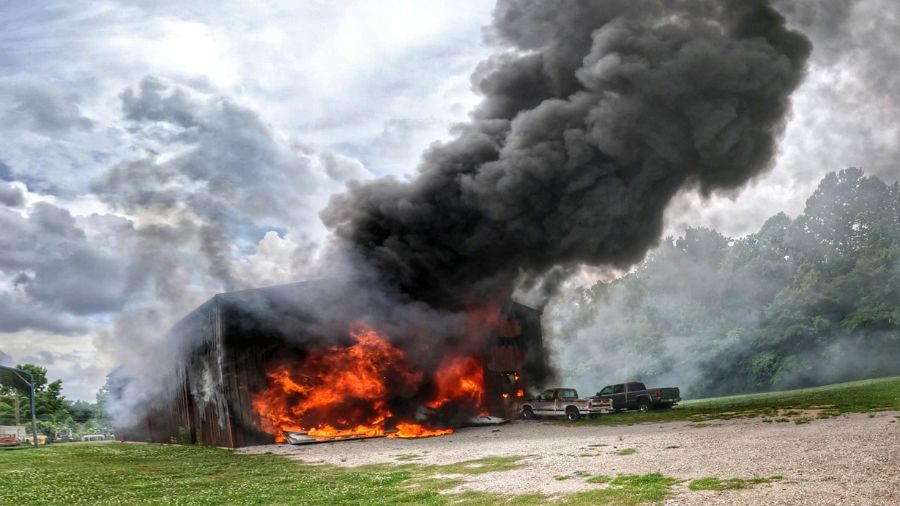 Fire engulfs Madison County storage building