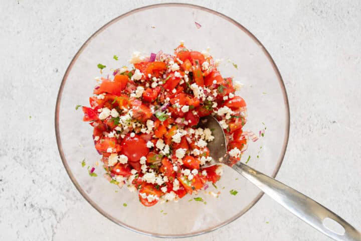 Baked zucchini with tomatoes and feta