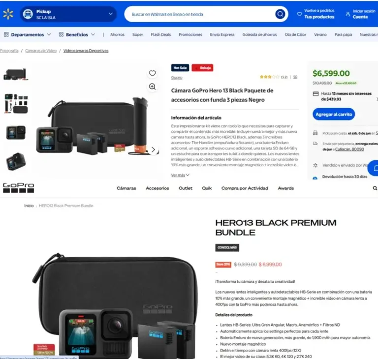 Más barato que en la tienda oficial y en Walmart el kit GoPro Hero 13 ...