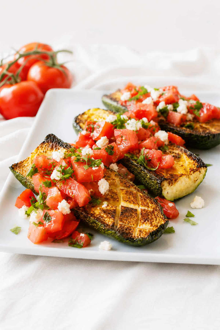 Baked zucchini with tomatoes and feta