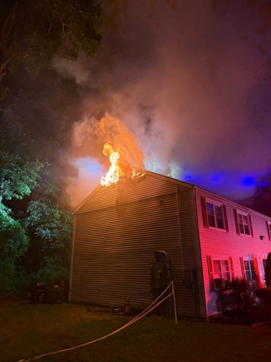 Firefighters attack overnight 2nd alarm structure fire in Ledyard