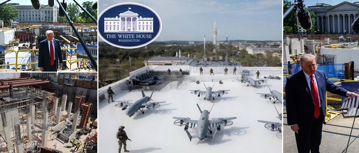 Trump shares militarised White House rooftop 'Drone Empire' images