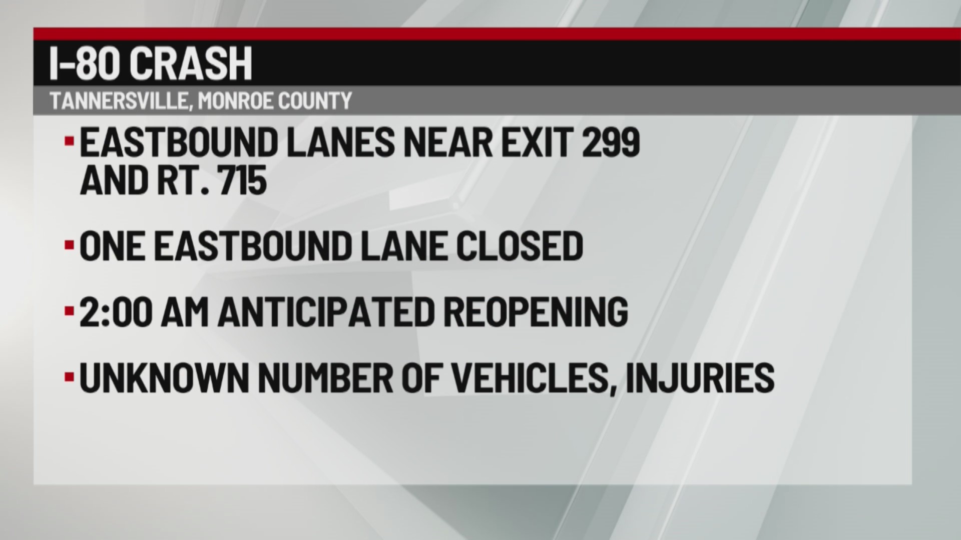 Lane restriciton in place on I-80 Eastbound after crash | 28/22 News
