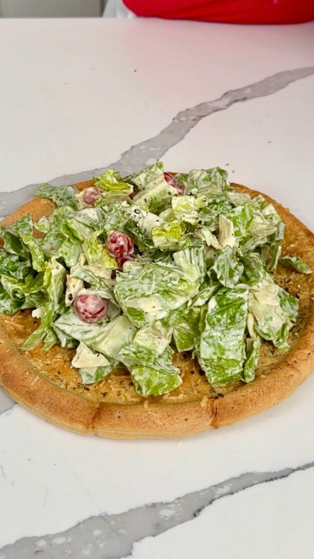 Easy Caesar salad pizza quick recipe