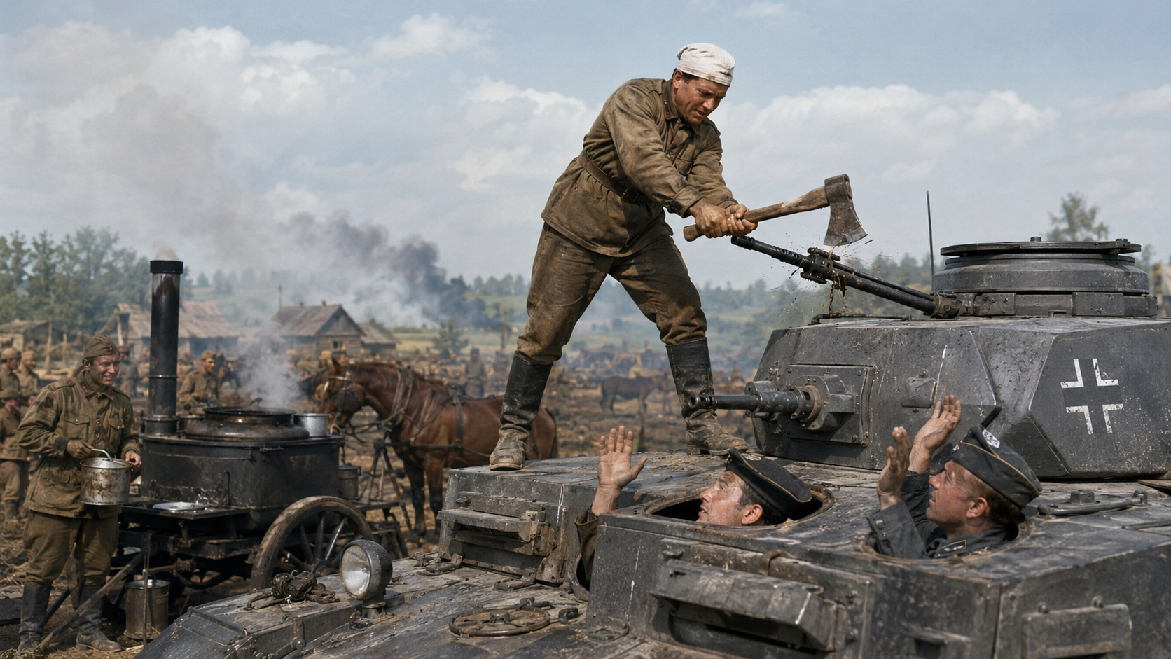 The Soviet army cook who took on a German tank with an ax