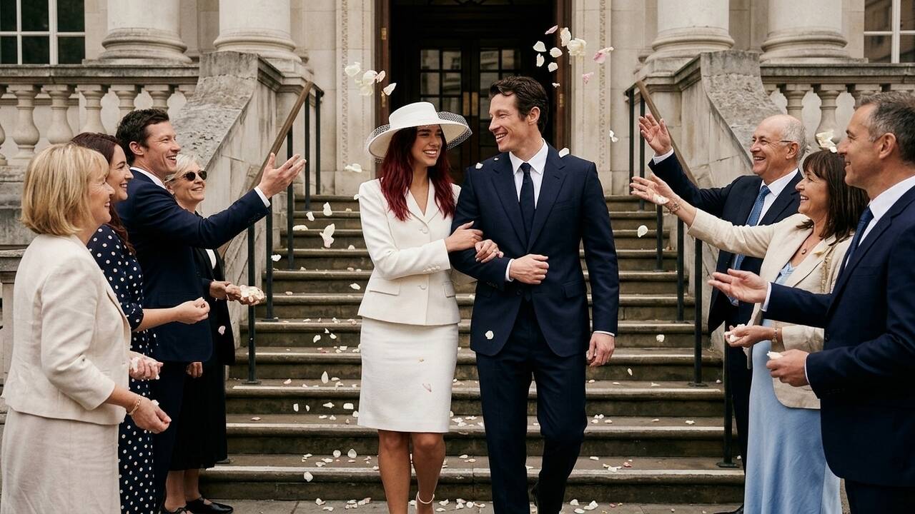 Dua Lipa and Callum Turner tie the knot at a registry office in London ...