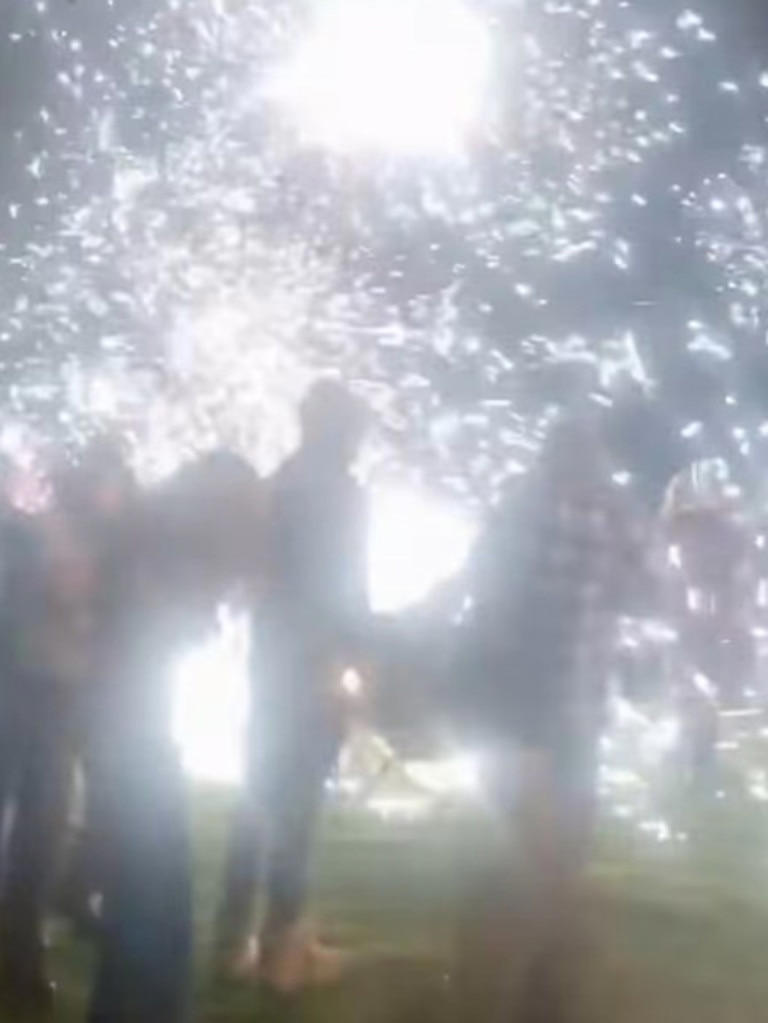 Wild images of fireworks exploding in crowd