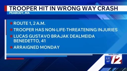 Trooper injured, driver arrested in wrong-way crash