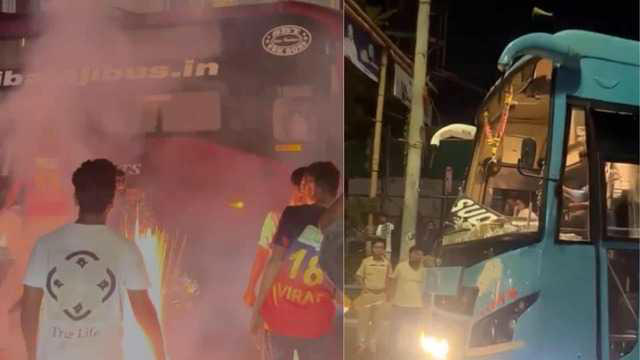 RCB IPL victory celebrations turn chaotic in Kurnool, bus damaged