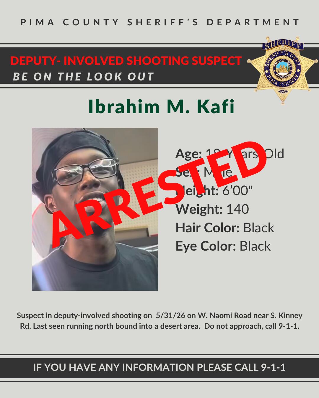 Suspect arrested in Pima County deputy-involved shooting