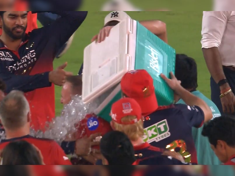 Watch: RCB players pour chiller ice box over head coach Andy Flower ...