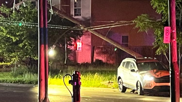 Utility pole sheared off in overnight east Toledo crash
