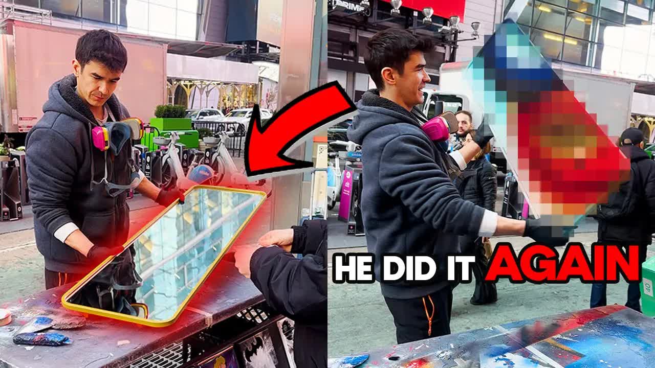 This street artist turned my giant mirror into a masterpiece