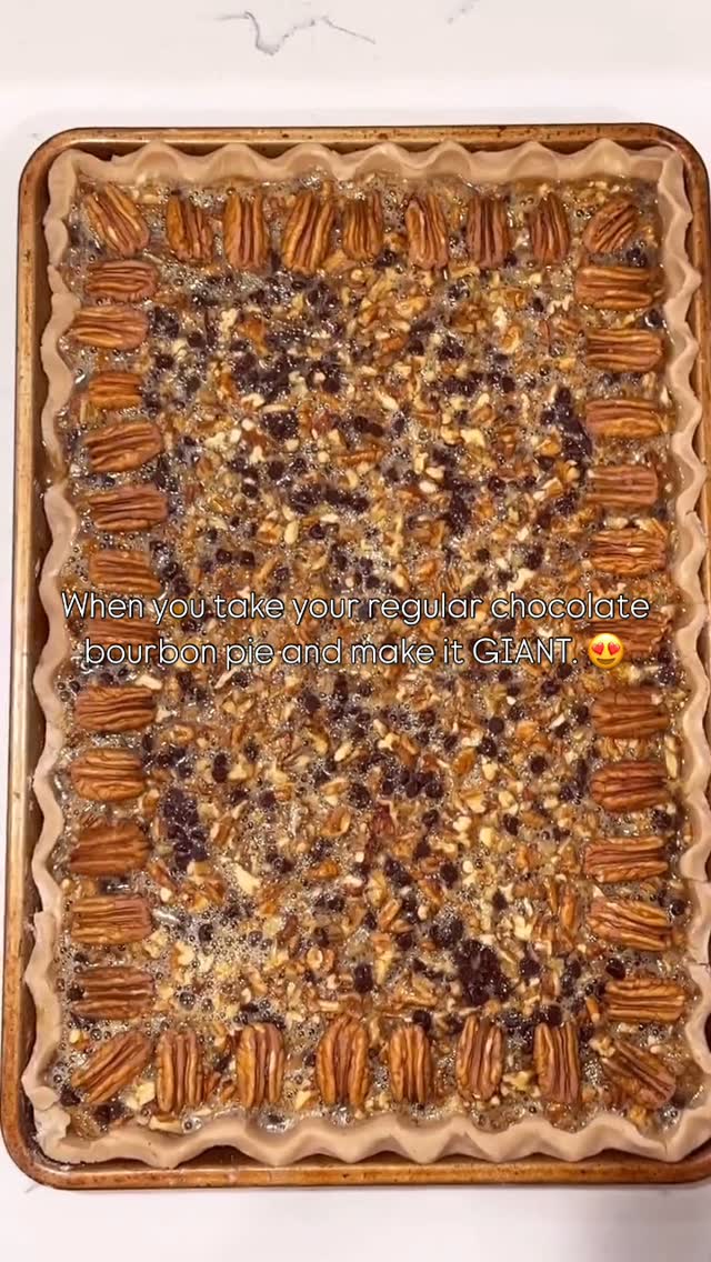 Chocolate bourbon pecan pie slab pie