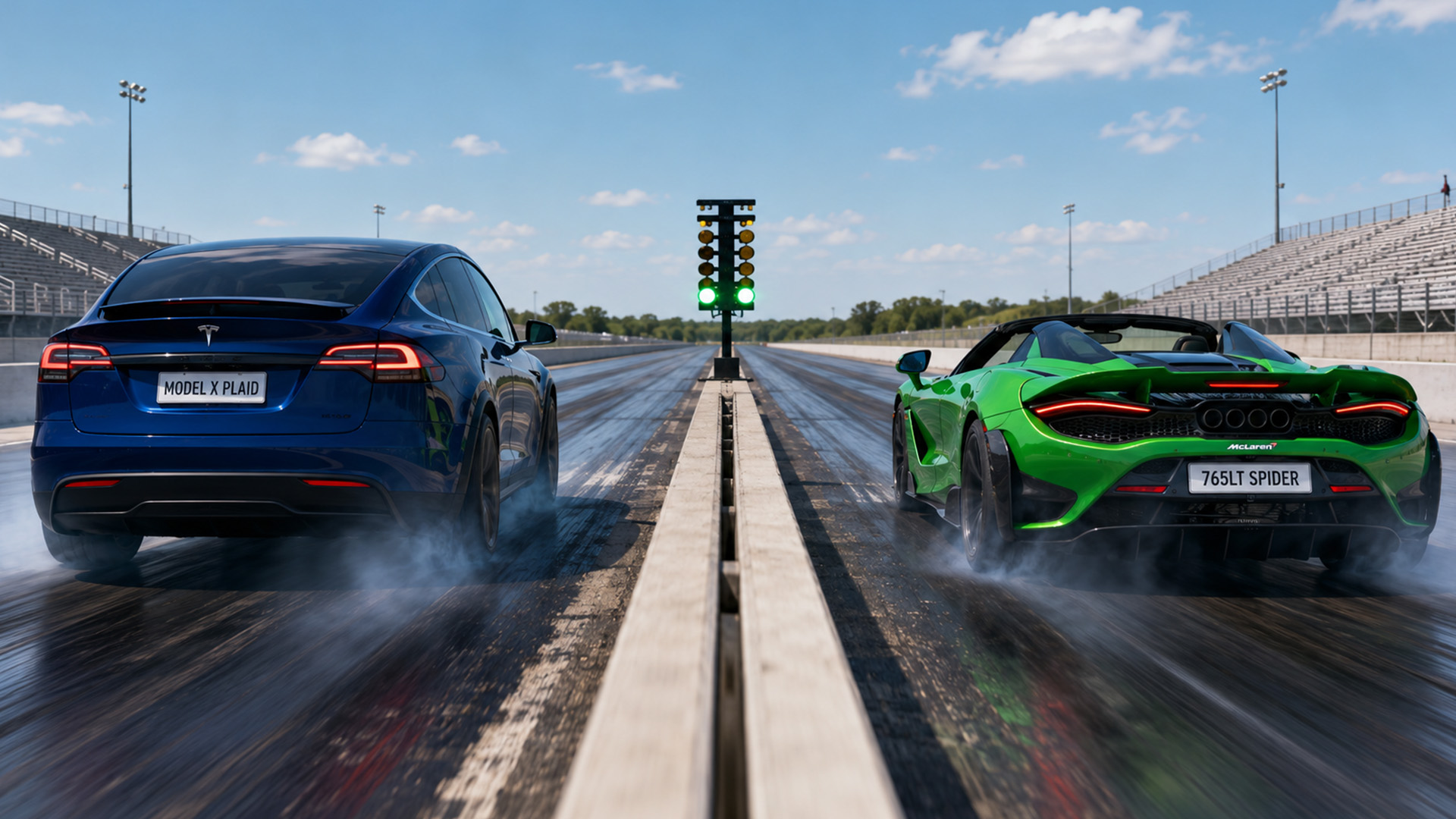 1,020HP Tesla Model X Plaid faces 765HP McLaren 765LT Spider drag race