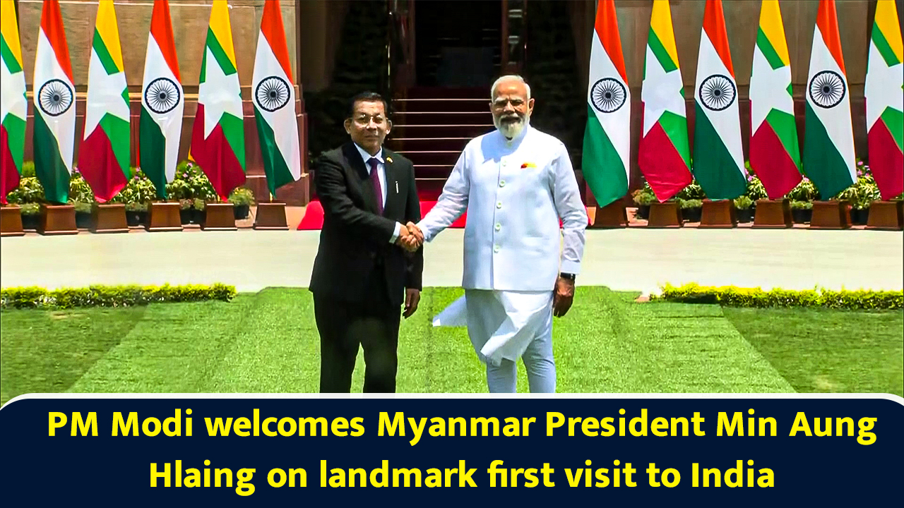 PM Modi welcomes Myanmar President Min Aung Hlaing on landmark first ...
