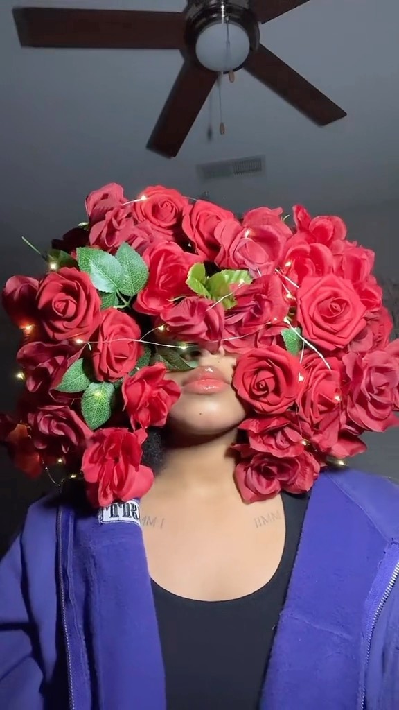 Rose bush full afro instead of puffs style