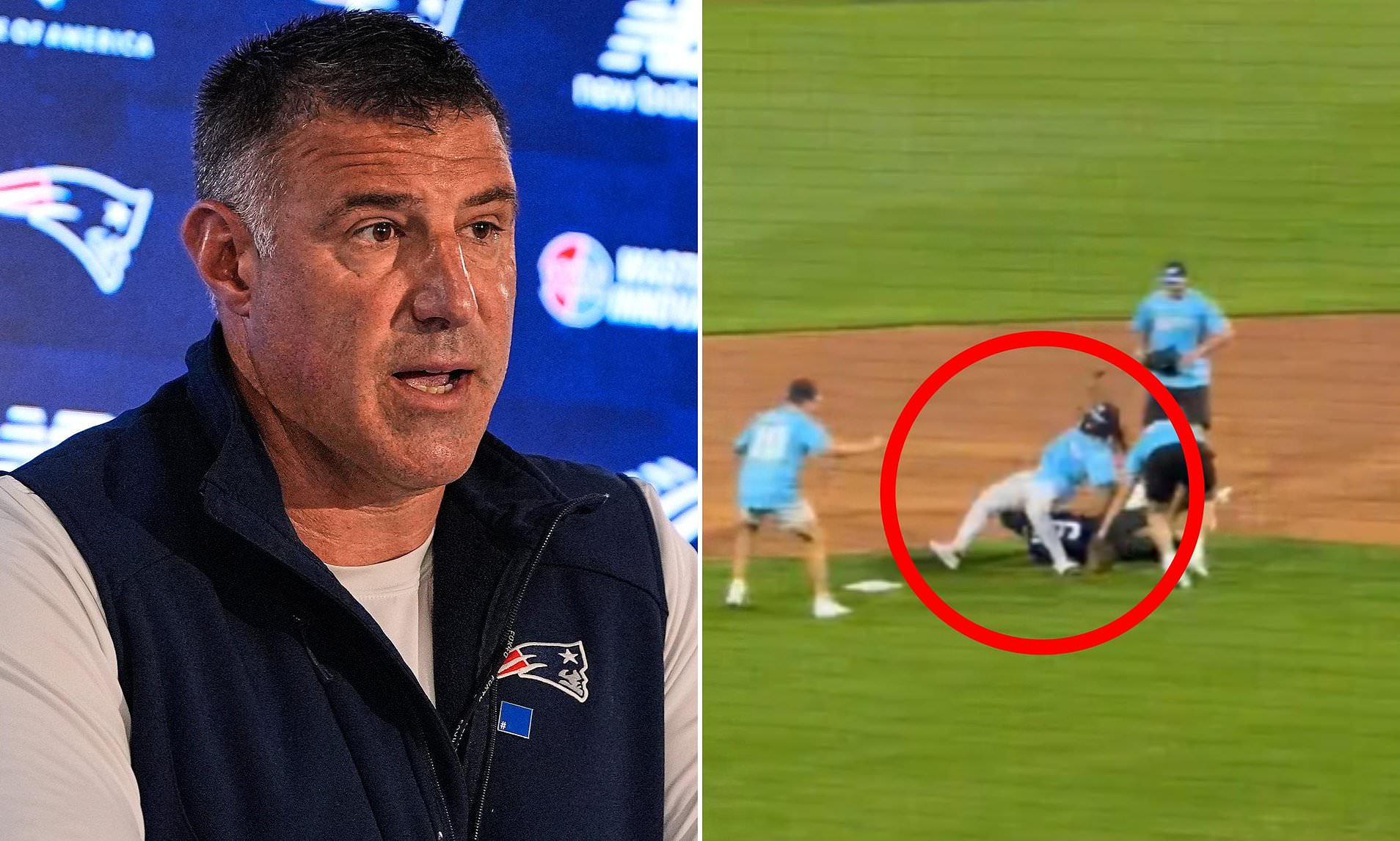 Mike Vrabel given major scare as Patriots star is wiped out by comedian ...
