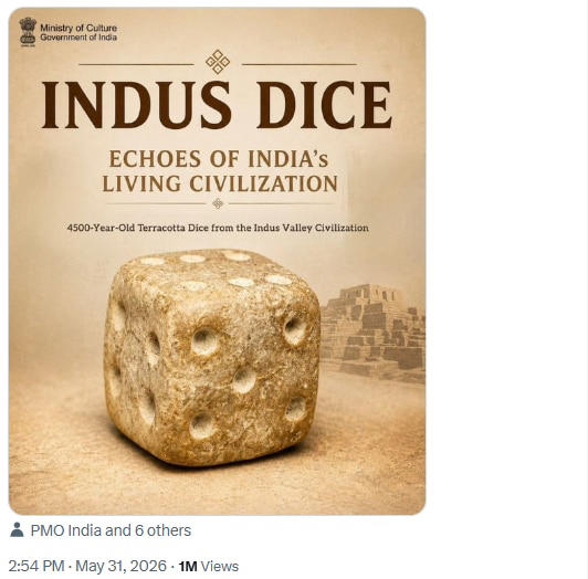 Ministry of Culture's post on 4,500-year-old Indus dice taps into ...
