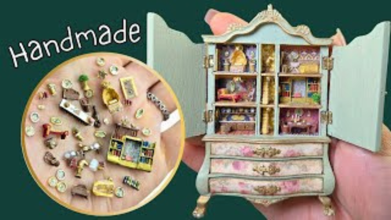 50-in-1 DIY miniature things for tiny dollhouse cabinet