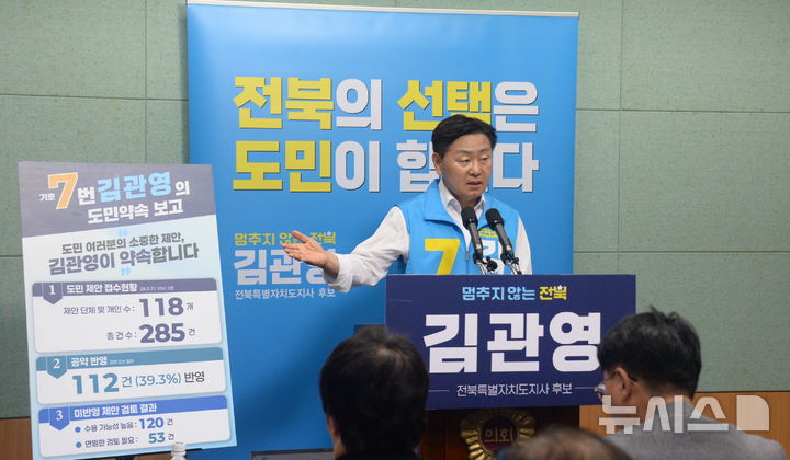김관영 "도민 제안 정책 285건 민선 9기때 반드시 실천할 것"