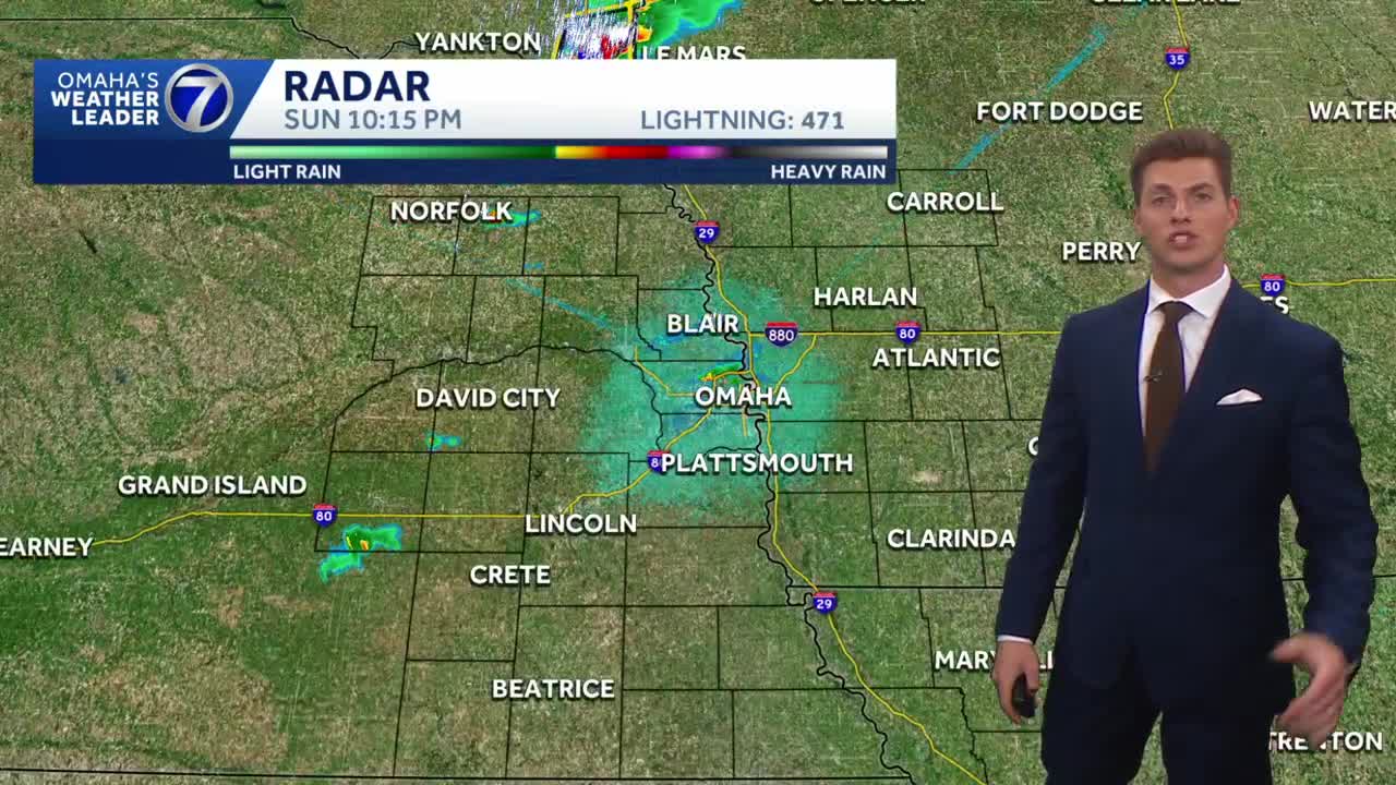 Weak and very isolated thunderstorms Sunday night