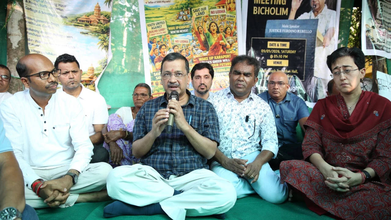 Kejriwal joins villagers in 'Save Karapur' protest