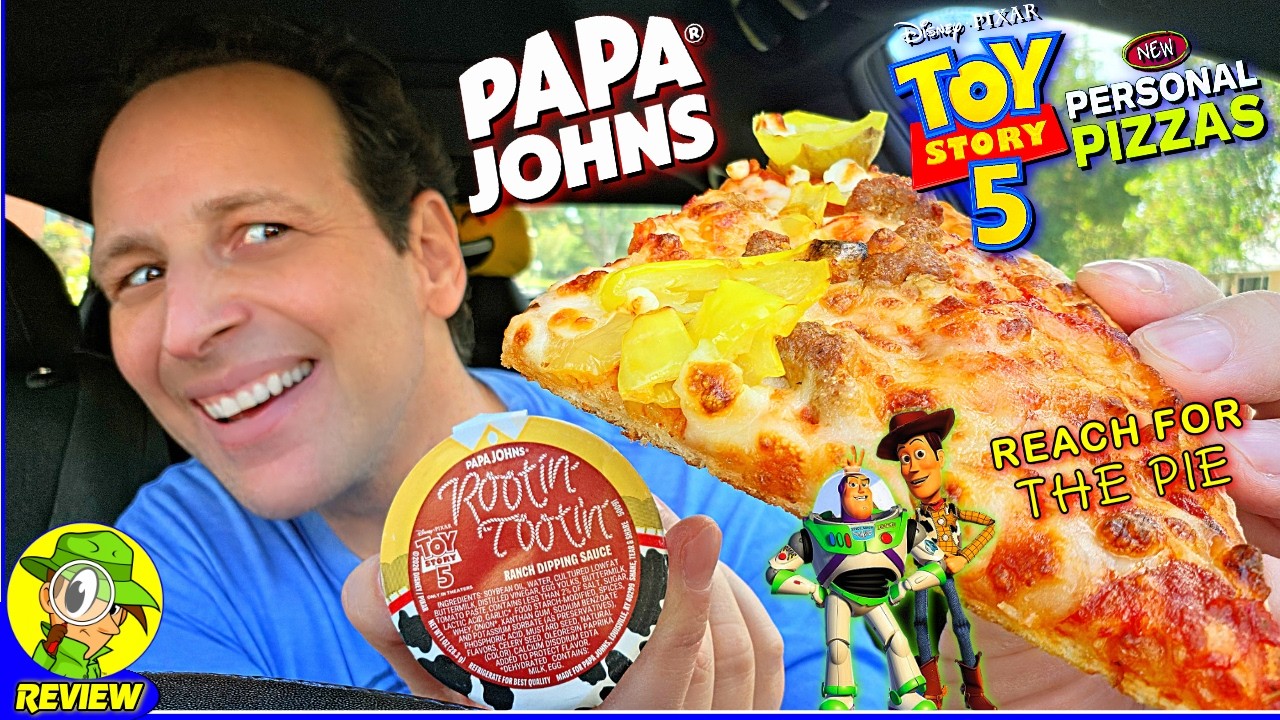 Papa Johns Reach For The Pie Pizza Review Toy Story Personal Pizzas
