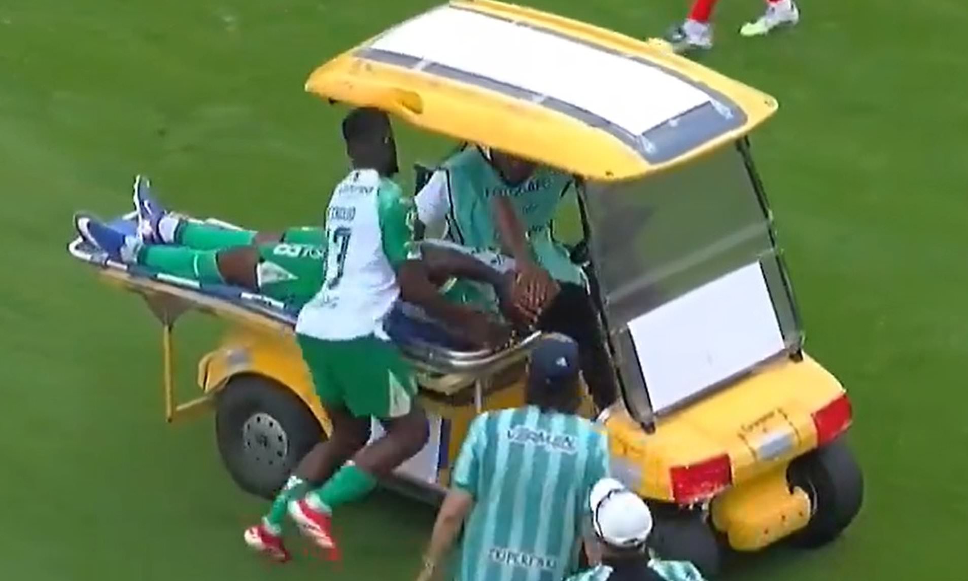 Medical buggy runs over team's own player as angry coaches rush to ...