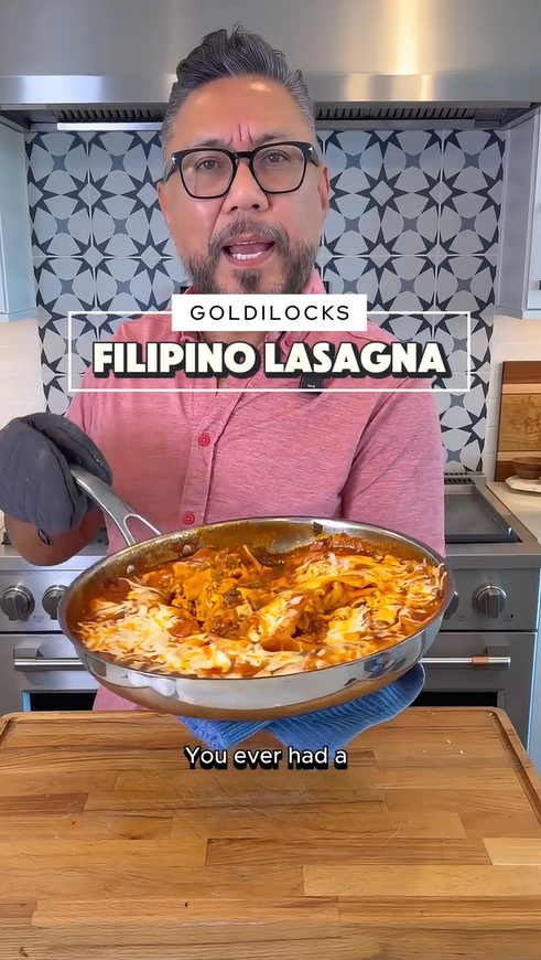 Filipino skillet lasagna bursting with cheese and flavor