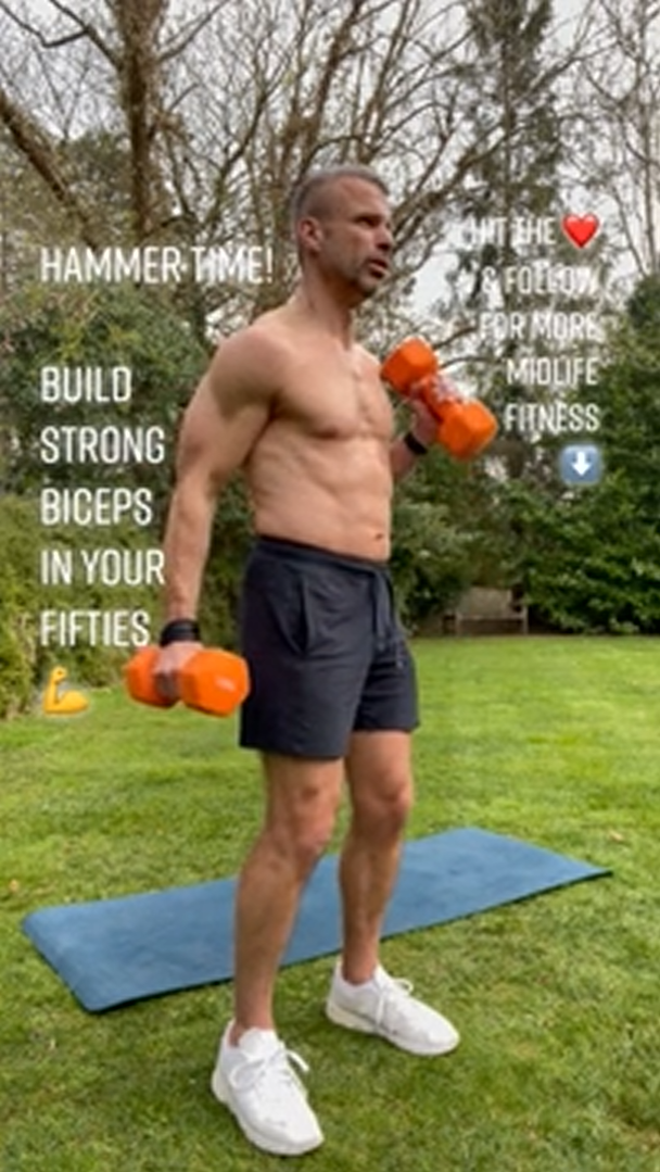 Effective bicep workout using hammer curls for adults over 50