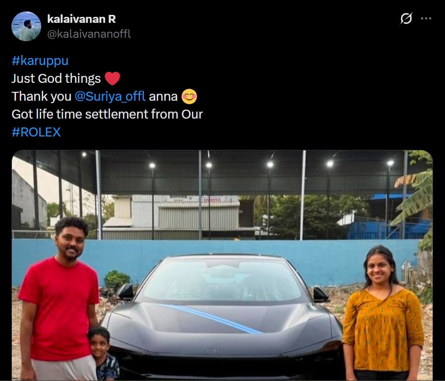 Suriya gifts Rs 30 lakh-worth cars to Karuppu crew as film hits Rs 300 ...
