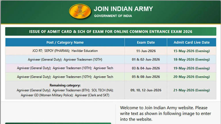 Indian Army Agniveer exam 2026 begins today; direct link to download ...