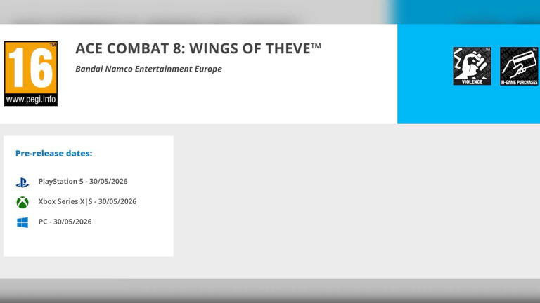Ace Combat 8 gets more mature rating and fake release date via PEGI