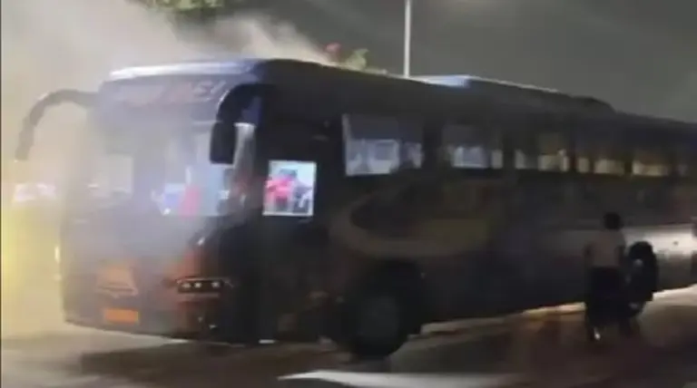 Watch: Gujarat Titans team bus catches fire due to short circuit after ...