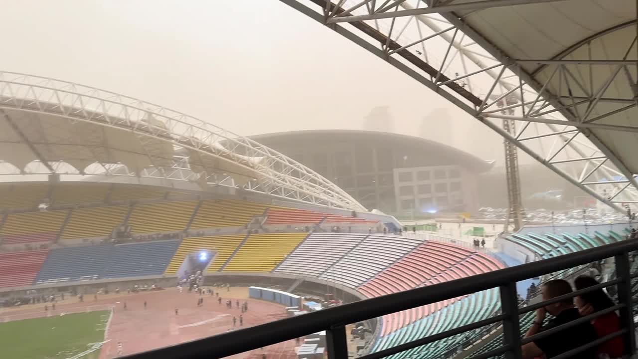 Stadium roof ripped to shred by strong winds in China - music concert ...