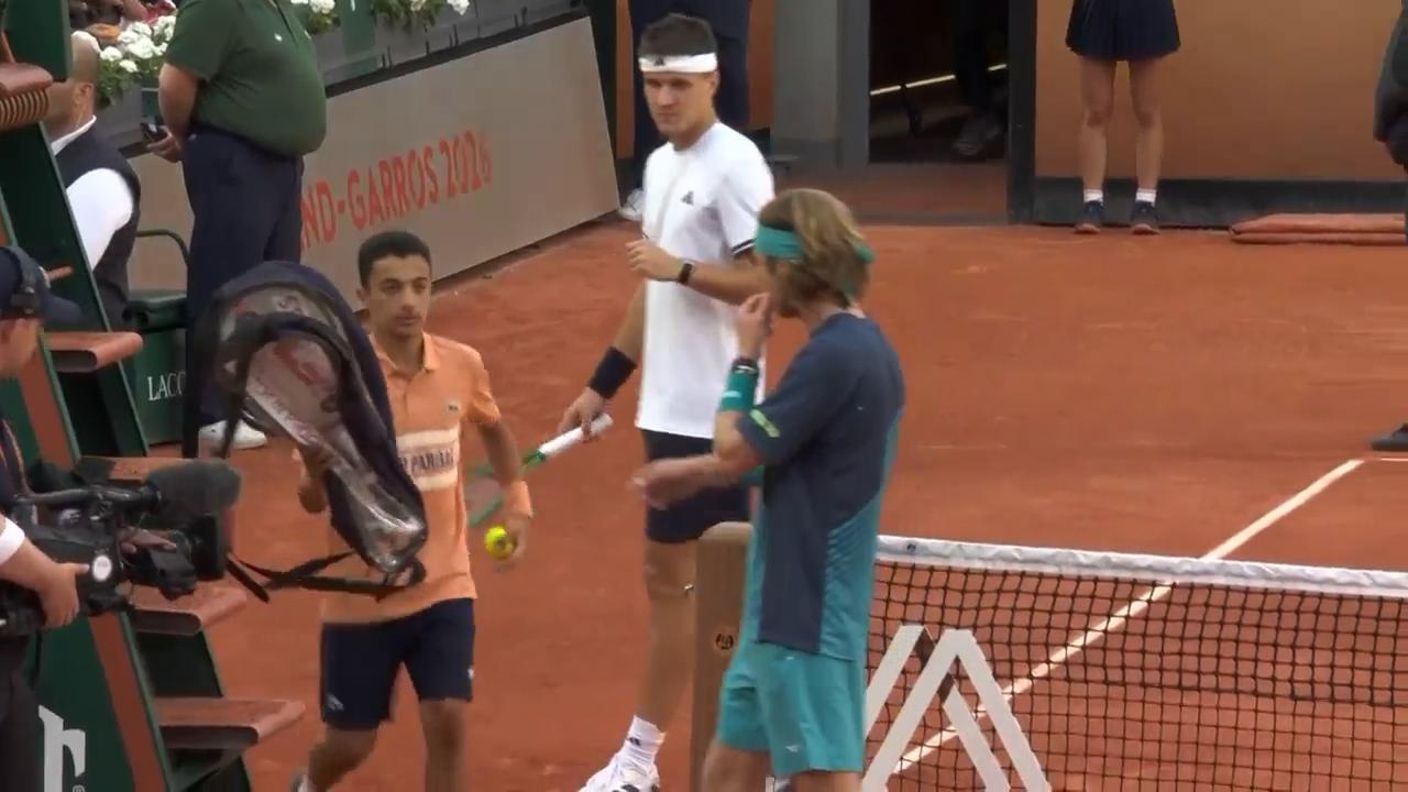 Moment: Bizarre French Open delay as Rublev arrives on court without ...