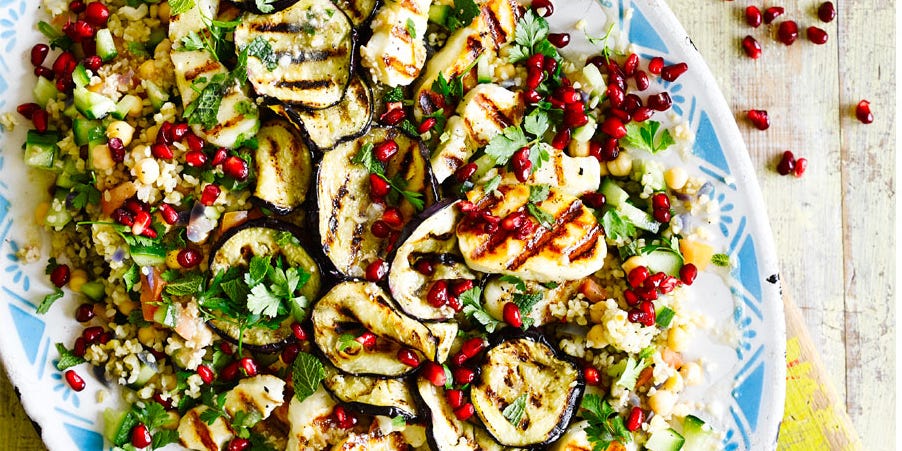 Halloumi and aubergine salad recipe