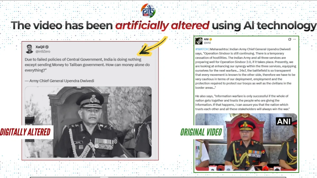 Govt debunks deepfake video of India Army Chief, flags Pakistani ...