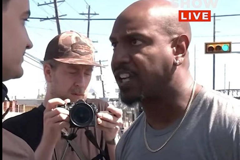 Moment GB News reporter confronted by protesters at New Jersey ICE ...